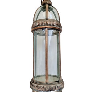 Large Standing Lantern in Metal and Glass Exceptional Detail and High ...