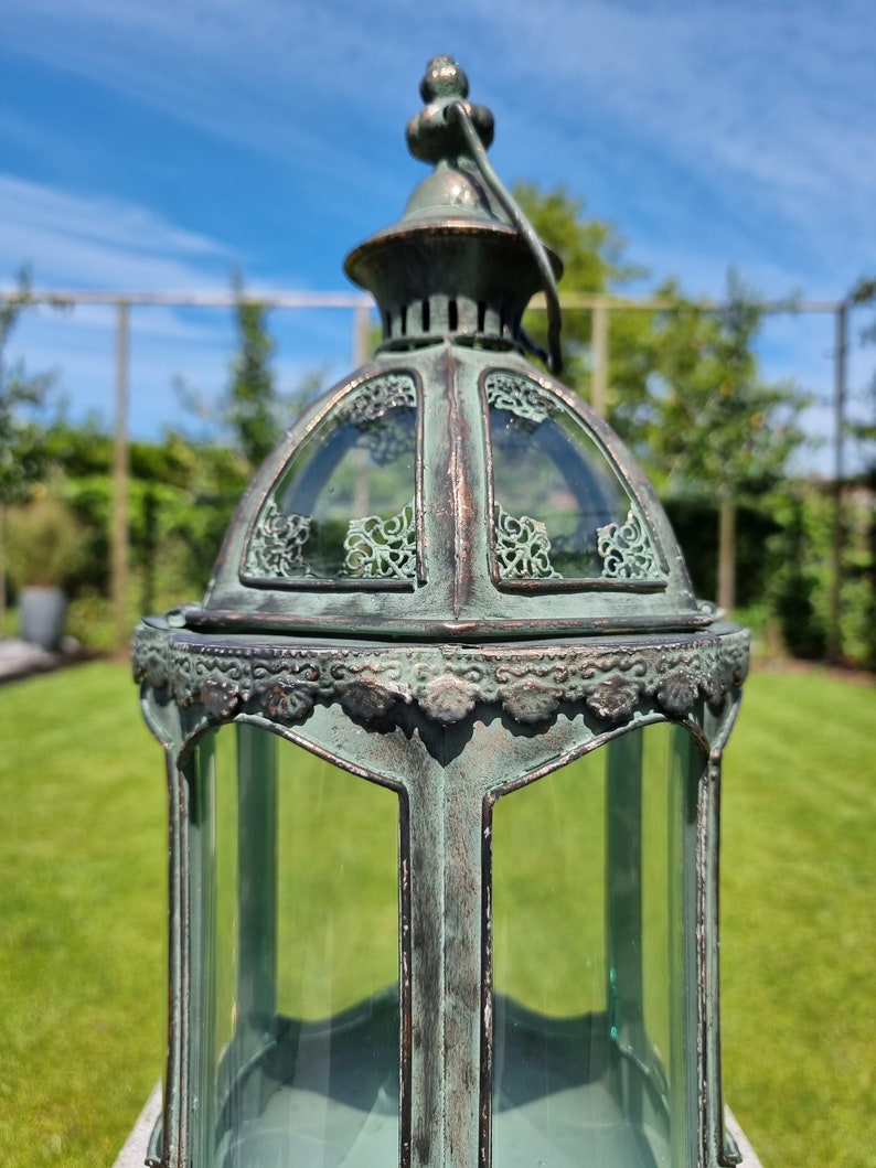 Glass Lantern Green Color Curved Glass Plates Candle - Etsy