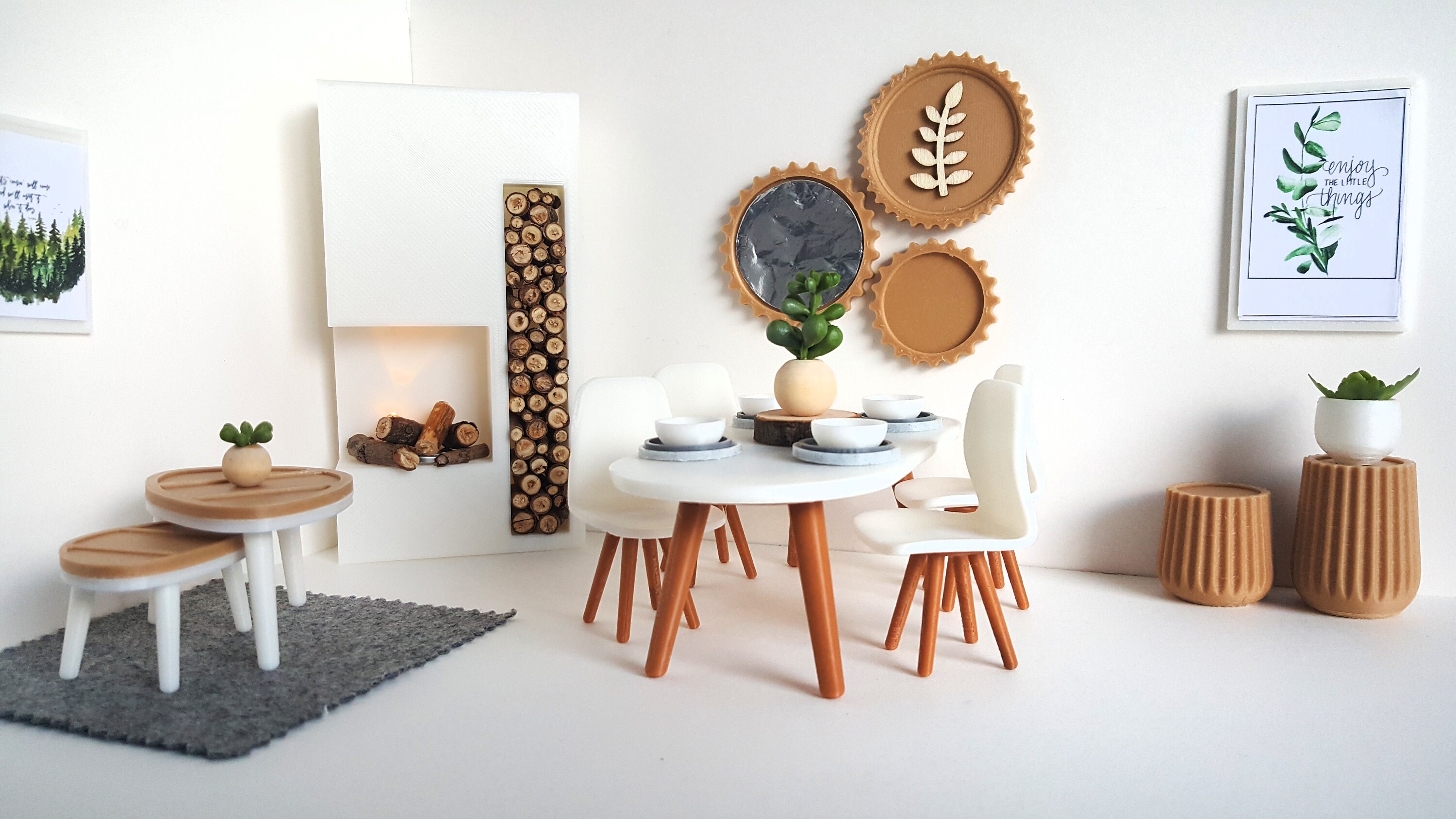 Miniature Modern Dining Table With 4 Chairs 1/12 Scale - Etsy