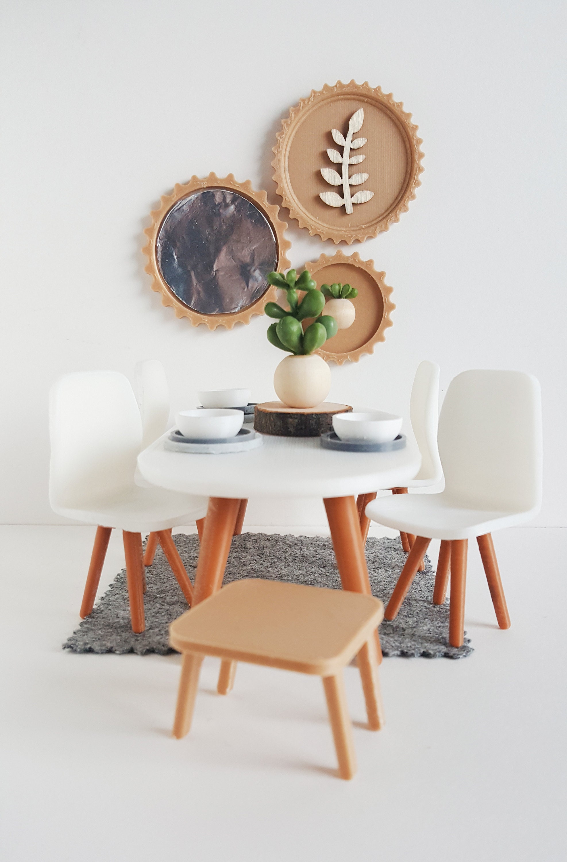 Miniature Modern Dining Table With 4 Chairs 1/12 Scale - Etsy