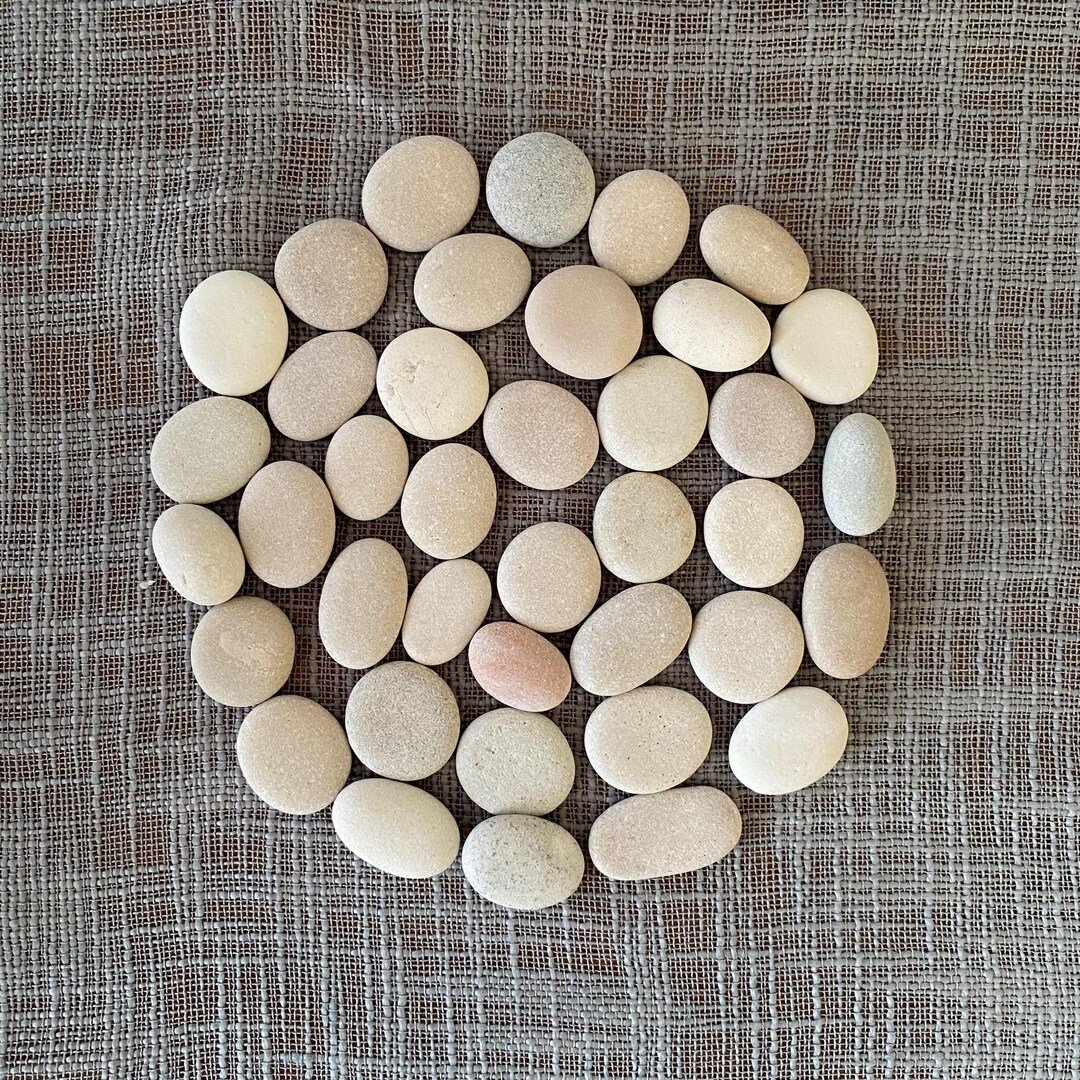 Set of 40 Small Oval and Round Beach Stones - Natural Smooth Pebbles in ...