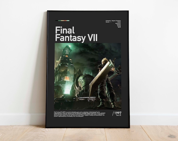 Midgar final Fantasy 7 Travel Poster, Retro Vintage Illustration, PC ...