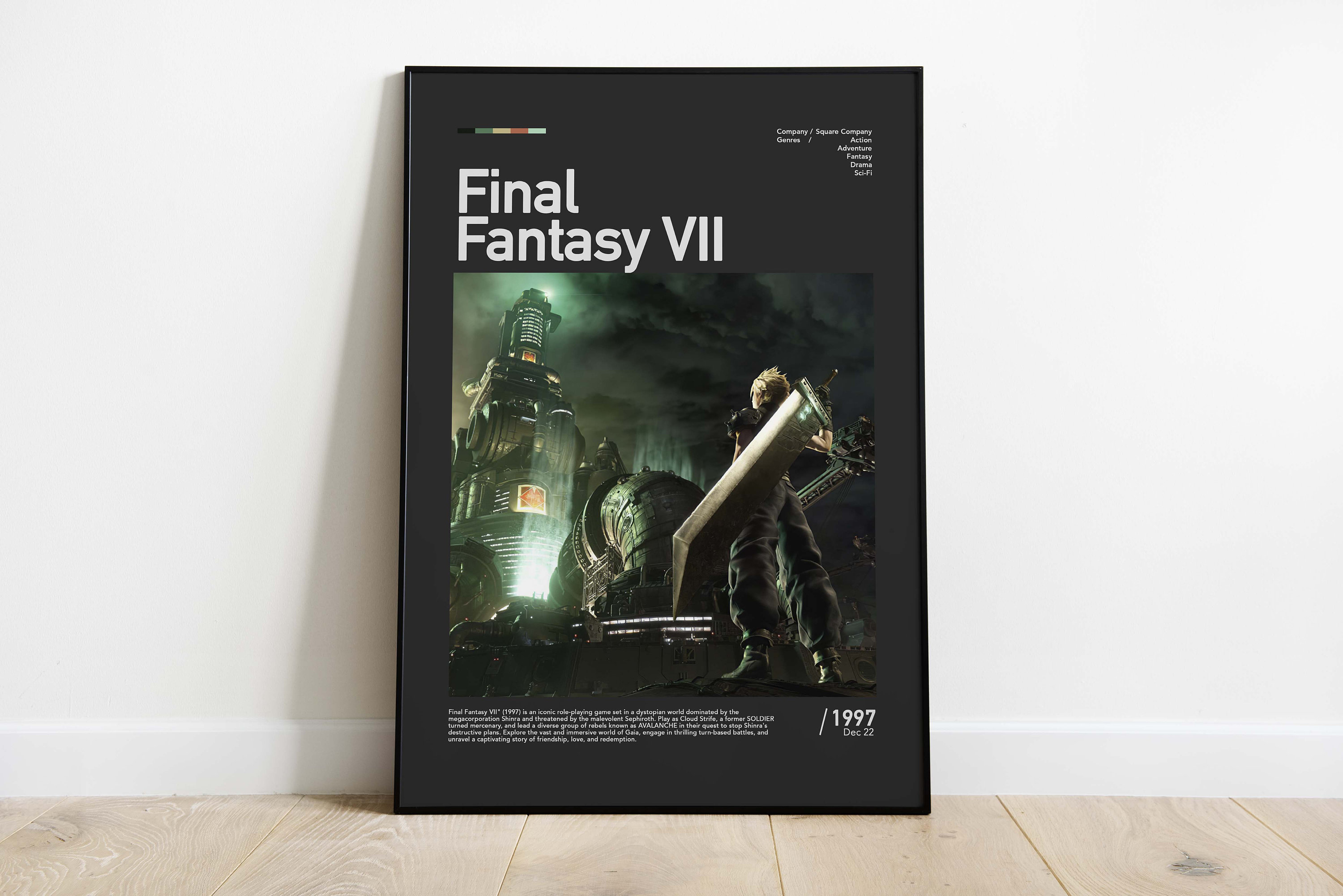 Black Fantasy Gaming Room Poster, FF7 Gaming Wall Poster, Final Gaming ...