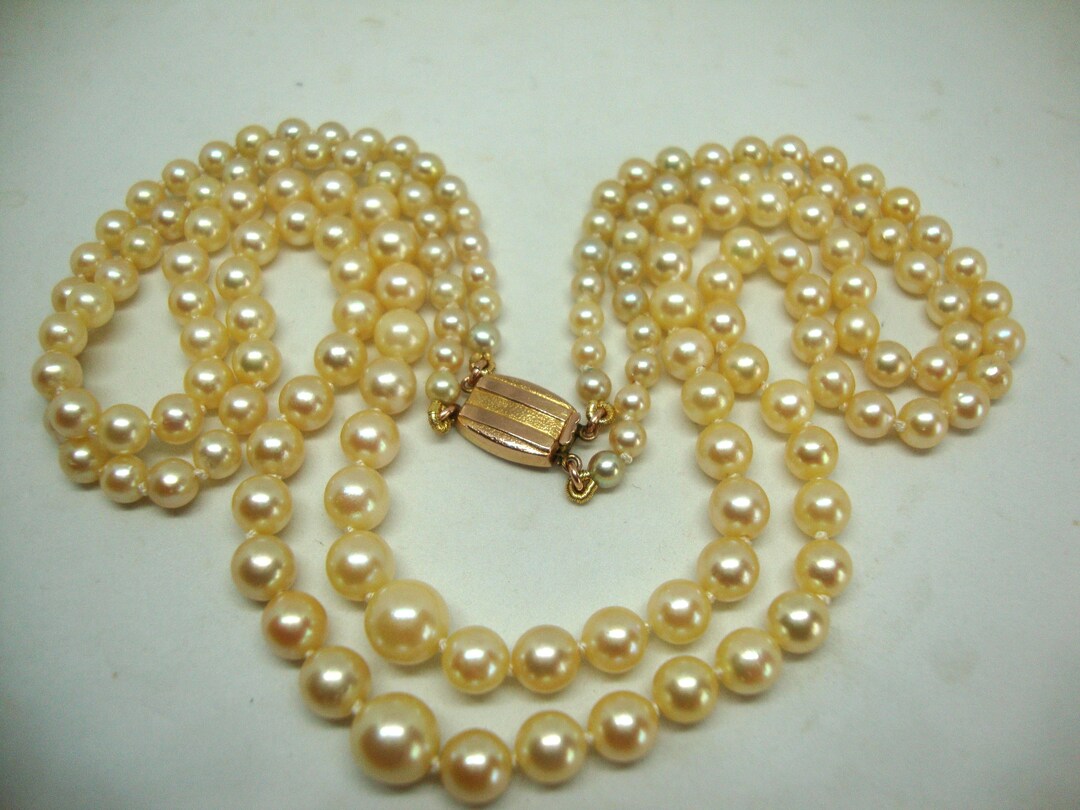 Vintage Double Strand Graduated Ciro Cultured Pearl Necklace - Etsy UK