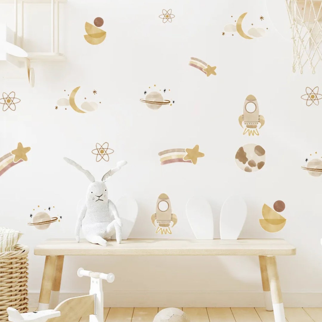 Space Theme Wall Decals Boho Nursery Decor Rocket Playroom Decor ...