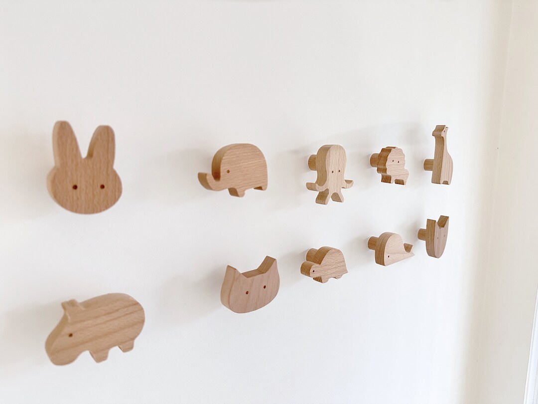 Animals Wooden Hook, Safari Nursery, Nordic Wall Hooks, Nursery Decor ...