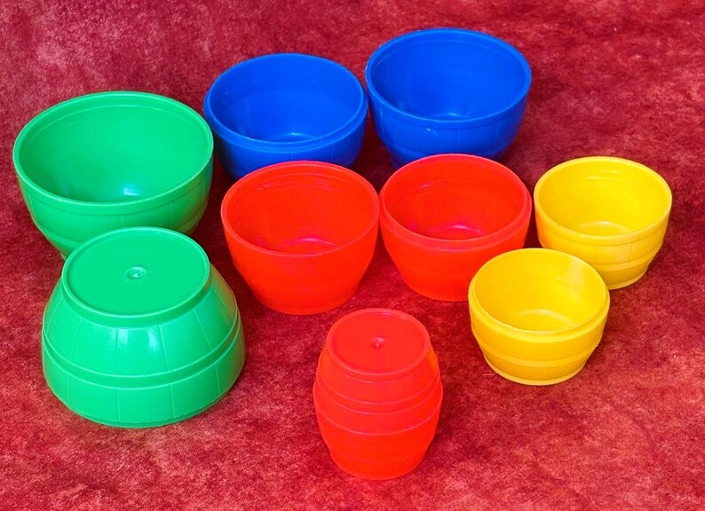 Vintage Plastic Stacking Barrels, Children's Toy, Colorful Set - Etsy