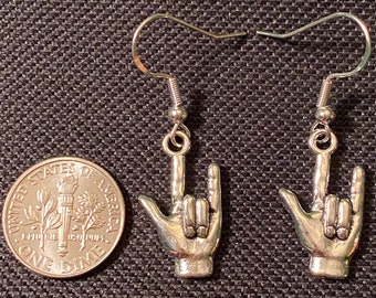 I Love You Sign Language Silver Metal Earrings - Etsy