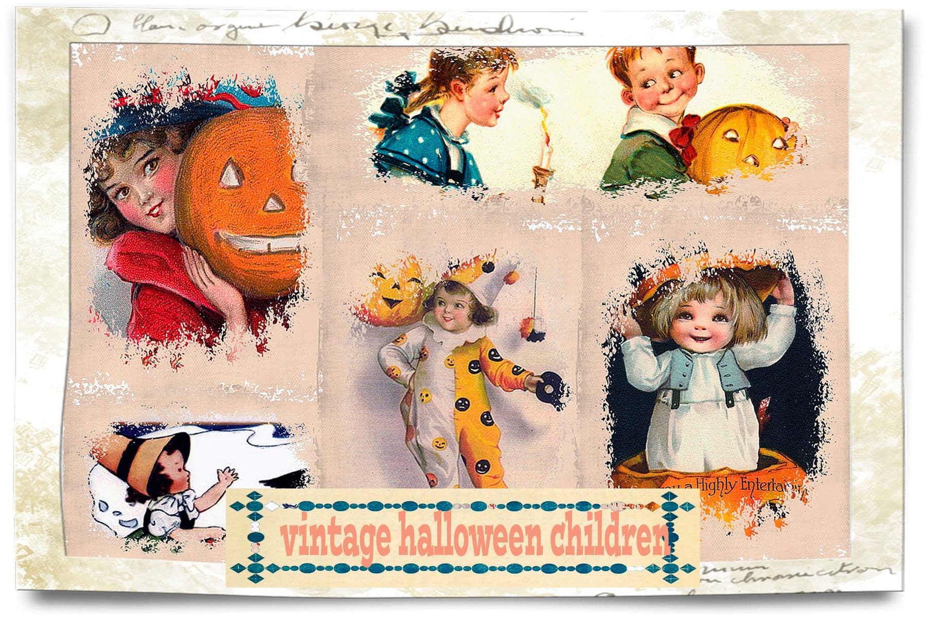 Vintage Halloween Digital Ephemera Cards / 12 printable | Etsy
