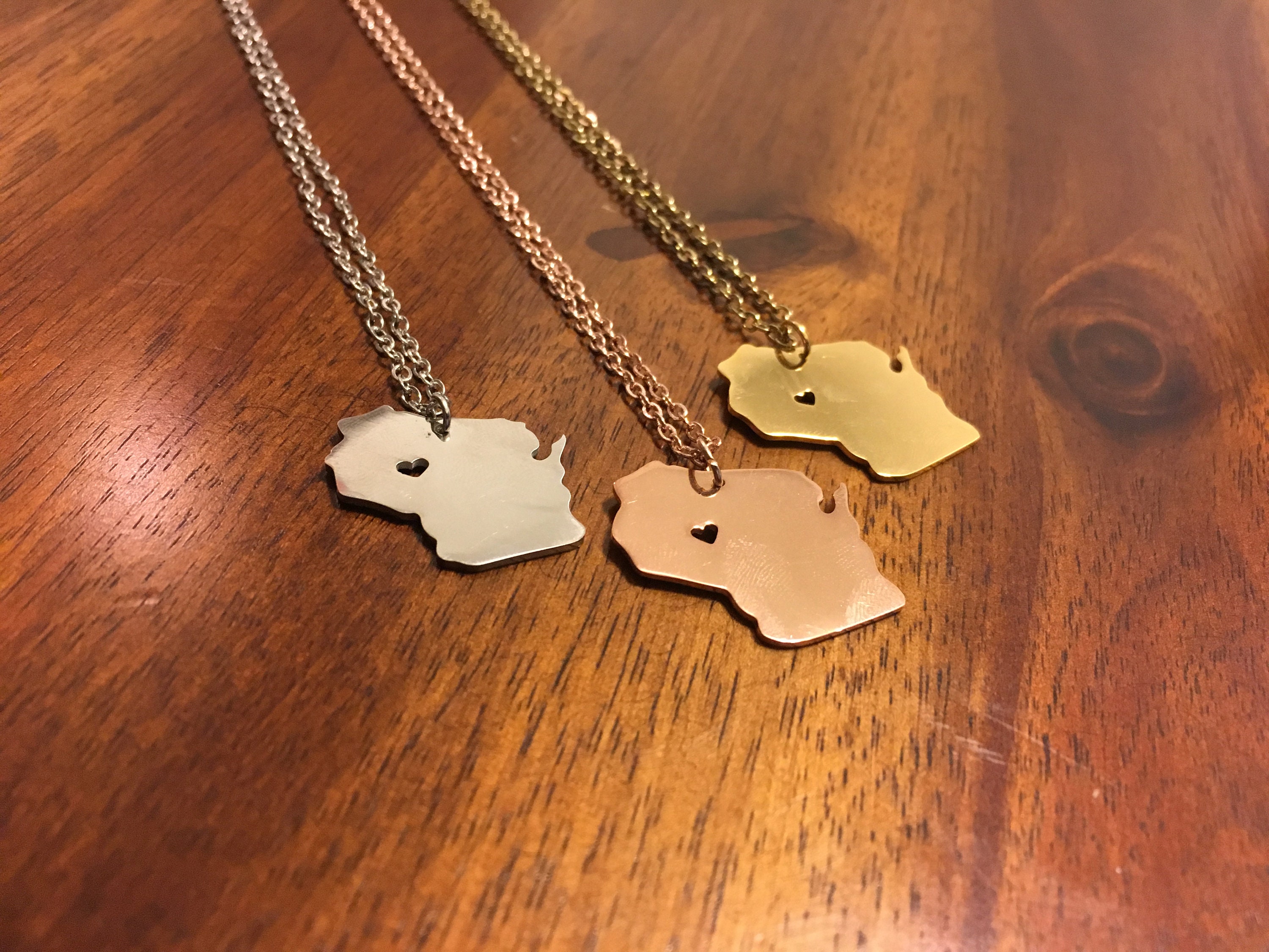 Wisconsin Necklace - Wisconsin - Wisconsin Jewelry - Wisconsin Charm ...