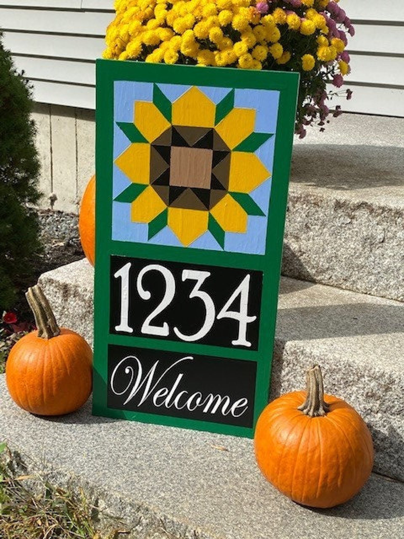 Barn Quilt Address Sign Custom - Etsy