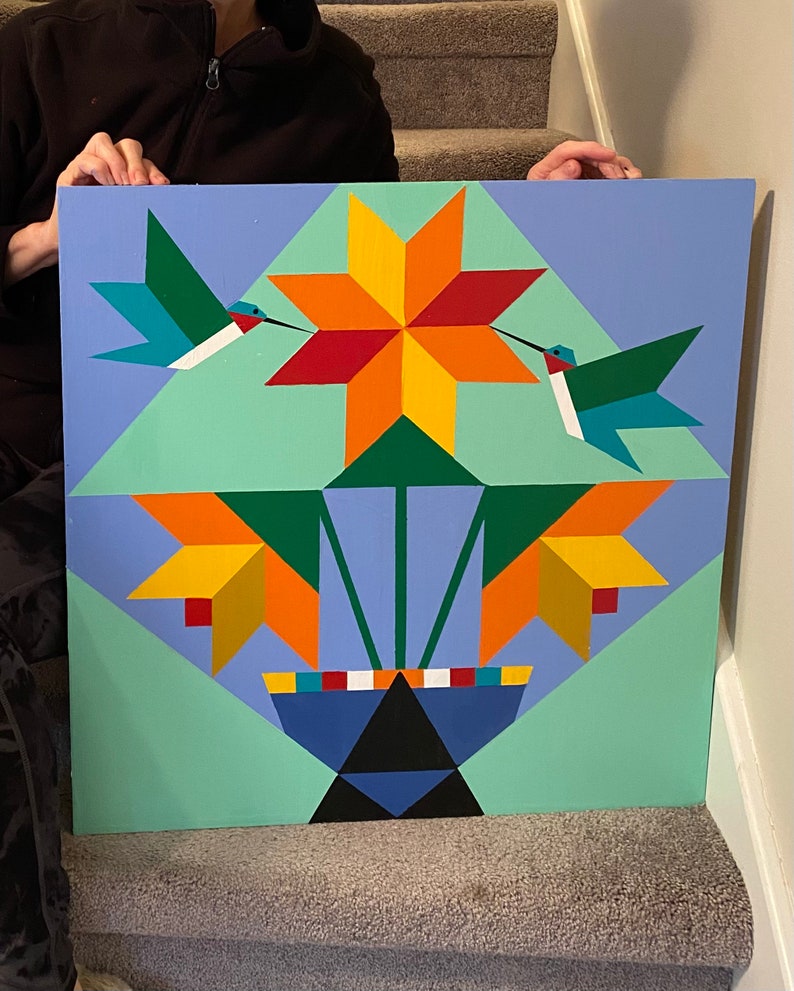 Barn Quilt: Carolina Lily Hummingbirds-30 - Etsy