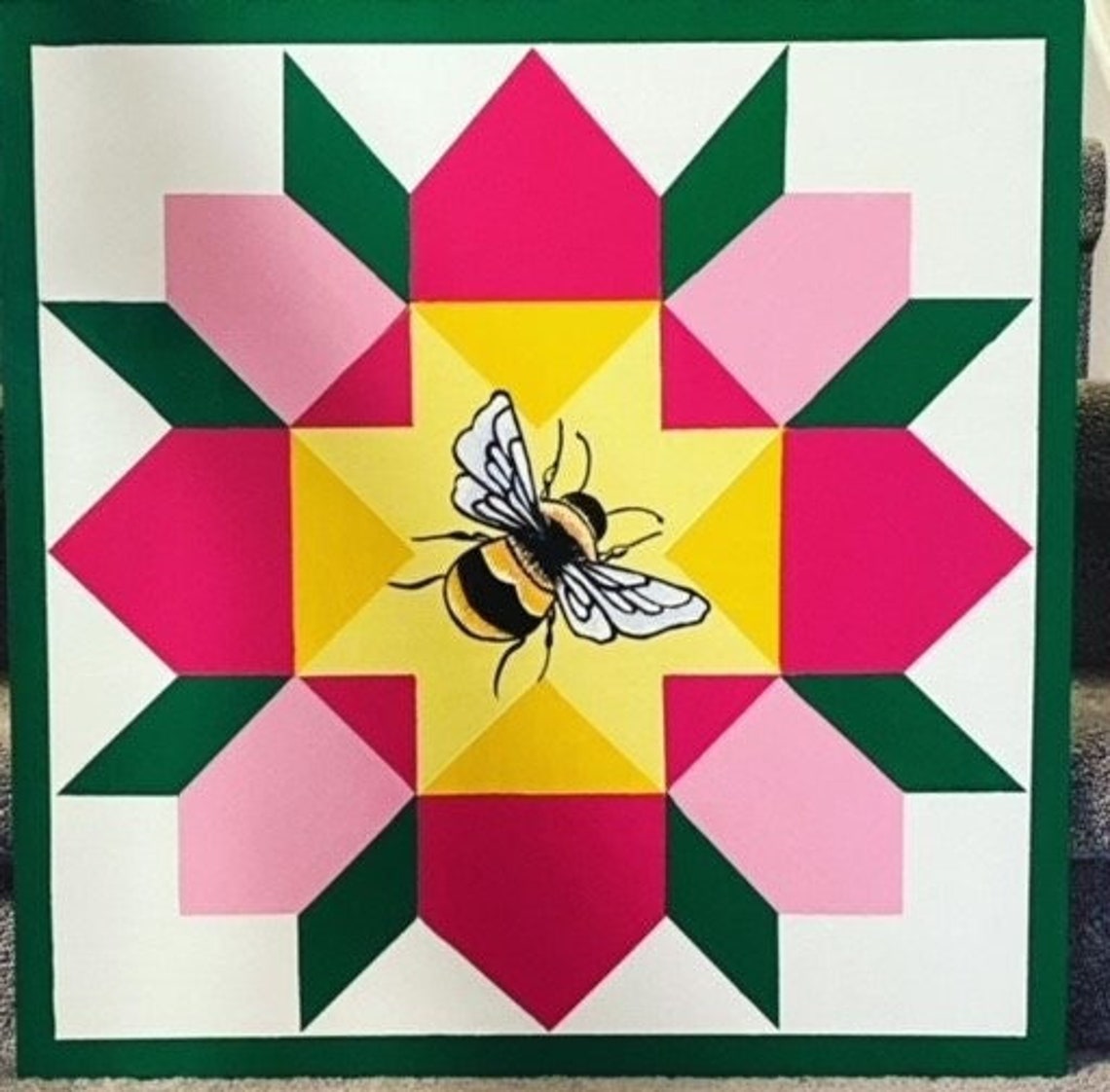 Barn Quilt: the Rose and the Bee-07 - Etsy