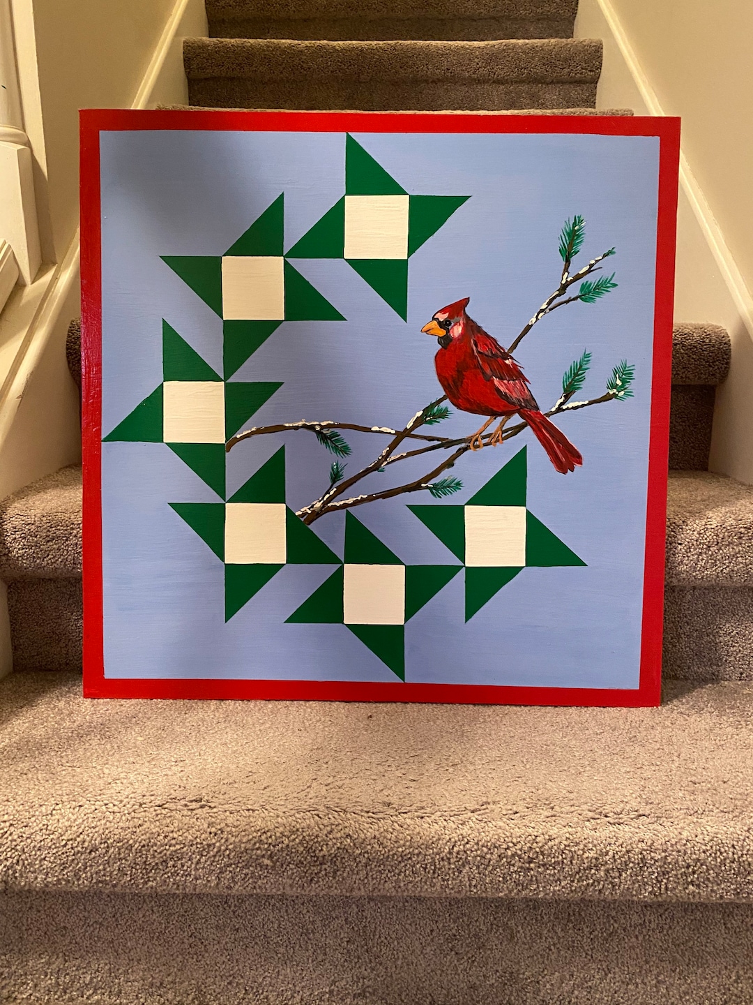 Barn Quilt: Winter Cardinal -10 - Etsy