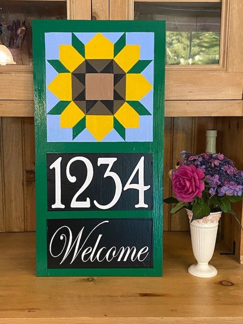 Barn Quilt Address Sign Custom - Etsy