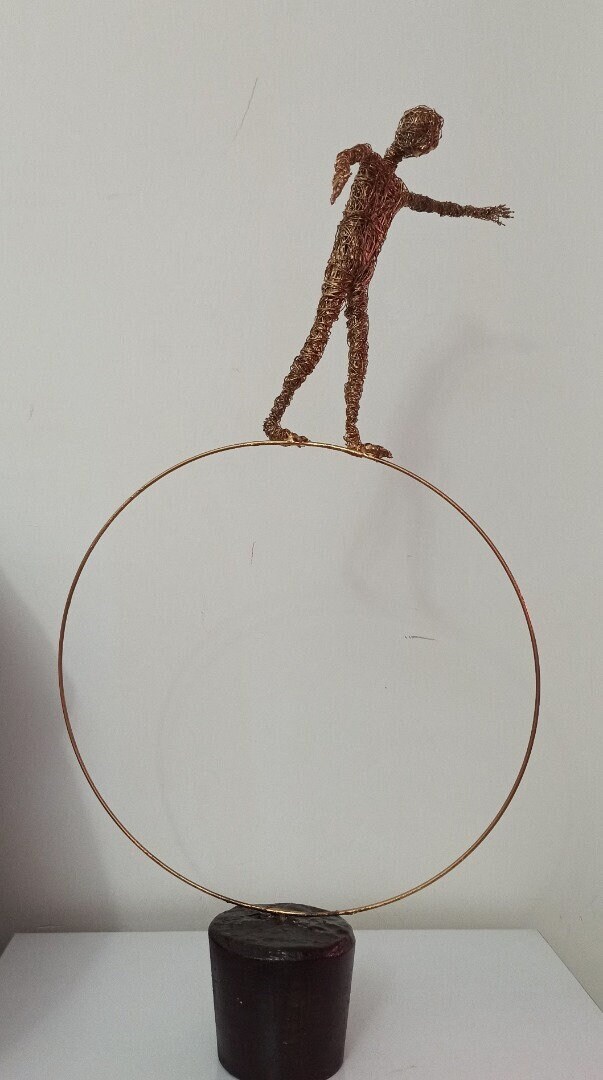 Home & Living Handmade metal Man figure wire sculpture,painful man wire ...