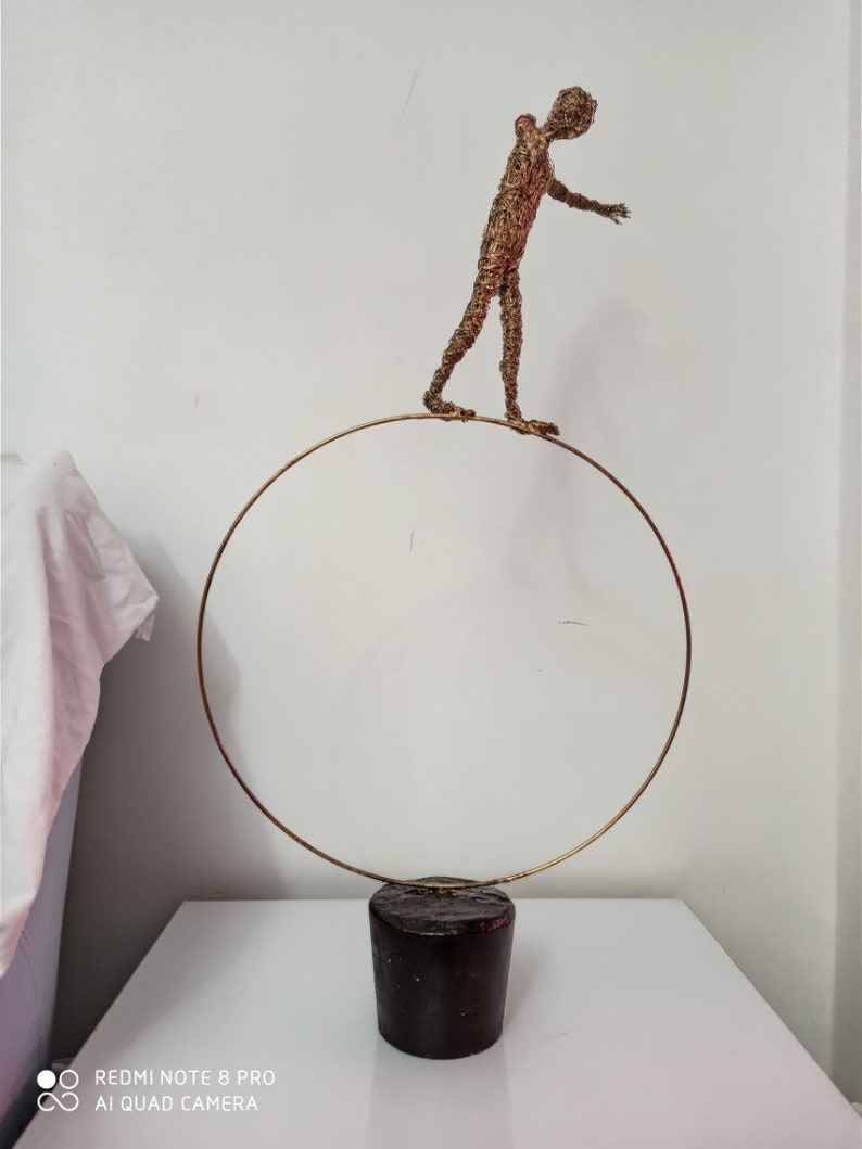Home & Living Handmade metal Man figure wire sculpture,painful man wire ...
