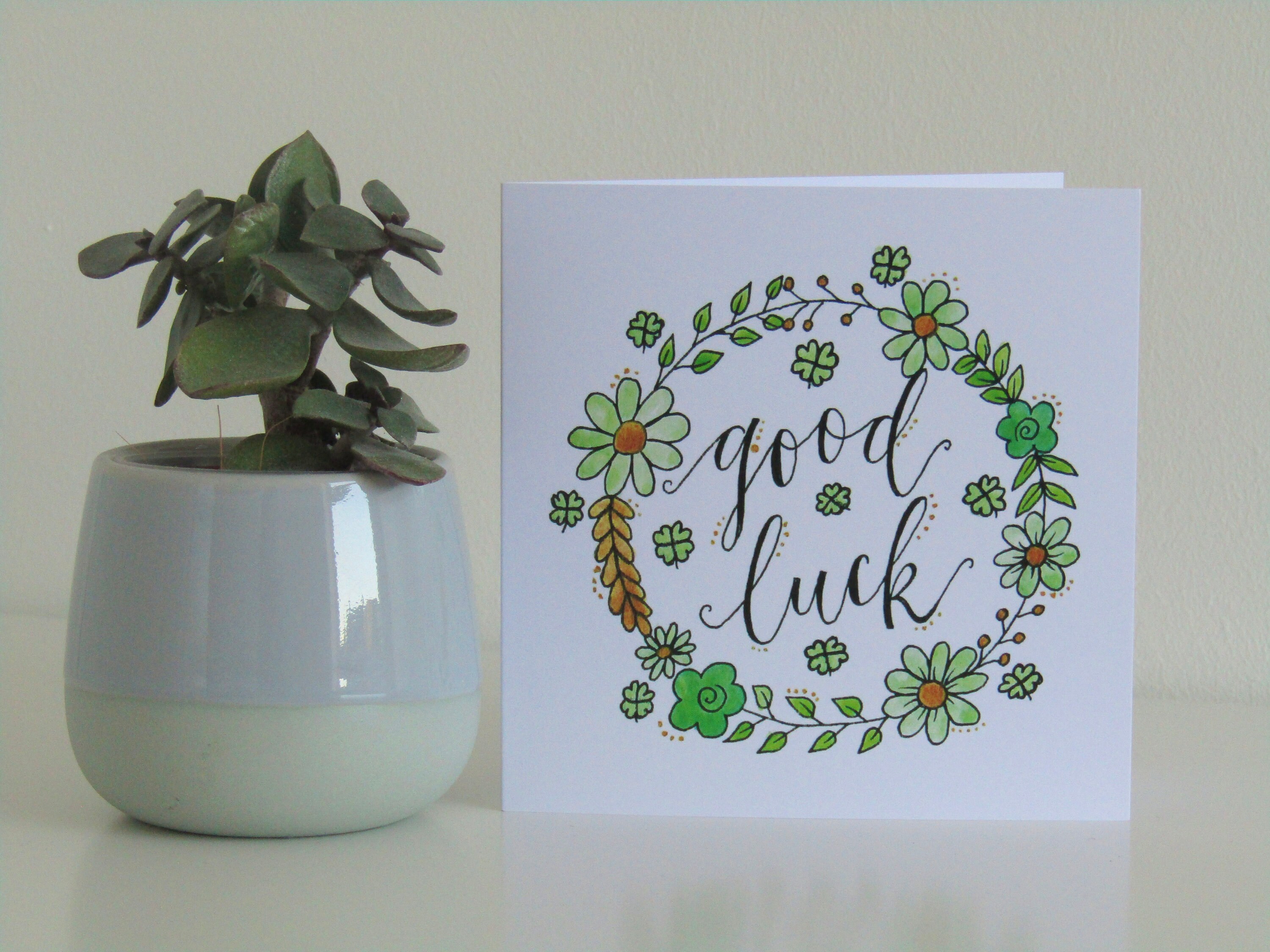 Good Luck Card Best Wishes Card Watercolour Card Flower Card - Etsy