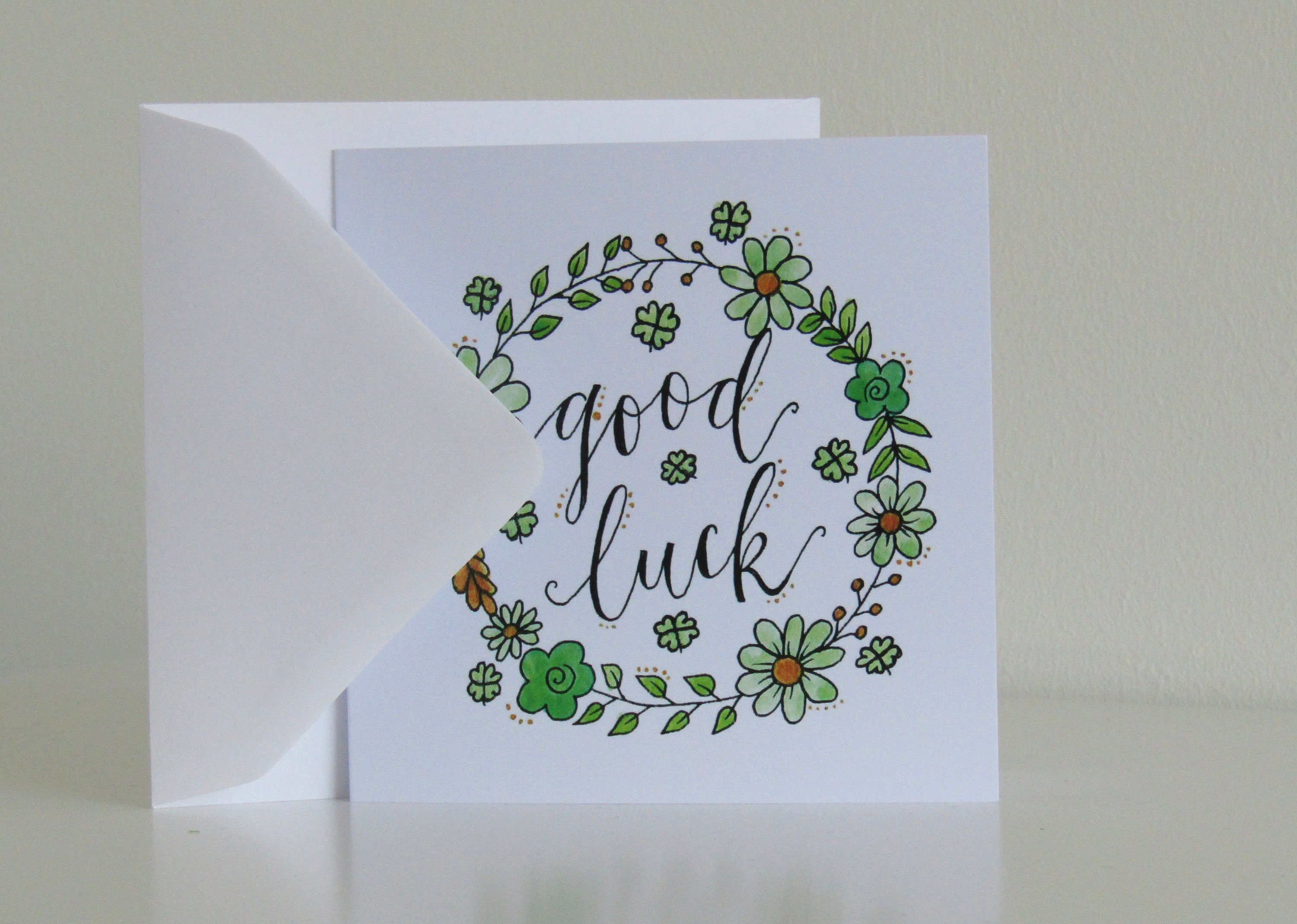Good Luck Card Best Wishes Card Watercolour Card Flower Card - Etsy