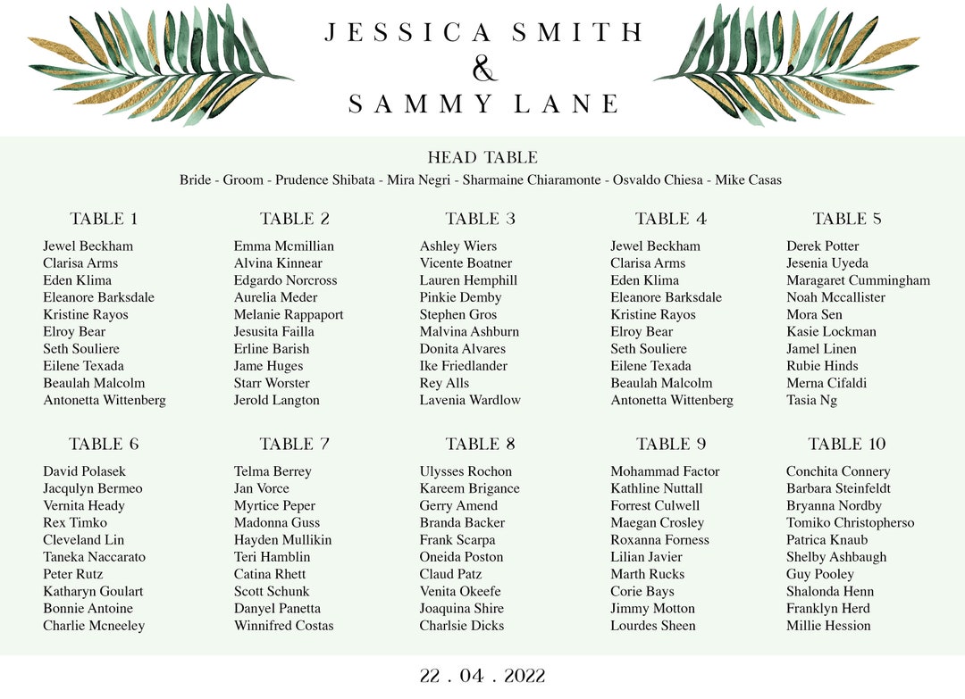 A1, A2, Wedding Seating Chart, Wedding Seating Plan, Personalised ...