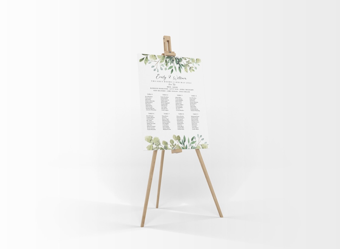 A1, A2, Wedding Seating Chart, Wedding Seating Plan, Personalised ...