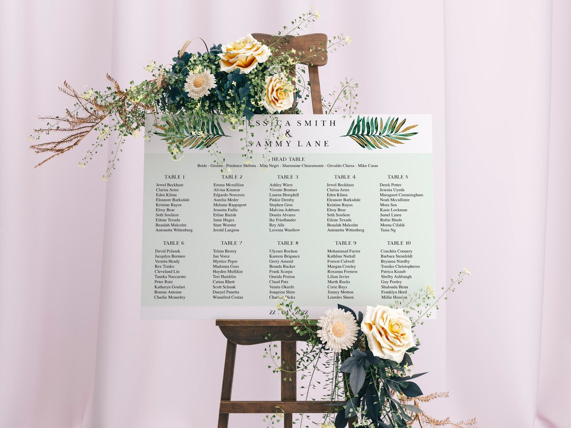 A1, A2, Wedding Seating Chart, Wedding Seating Plan, Personalised ...