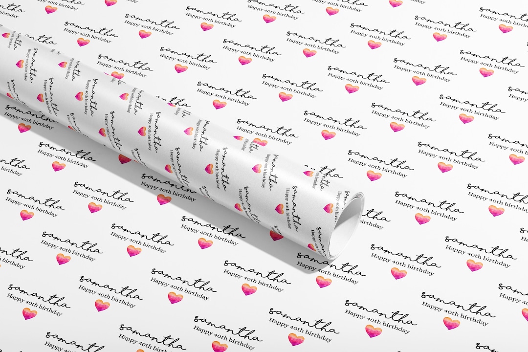 Personalised Gift Wrap, Names, Wrapping Paper, Birthday, Hearts ...