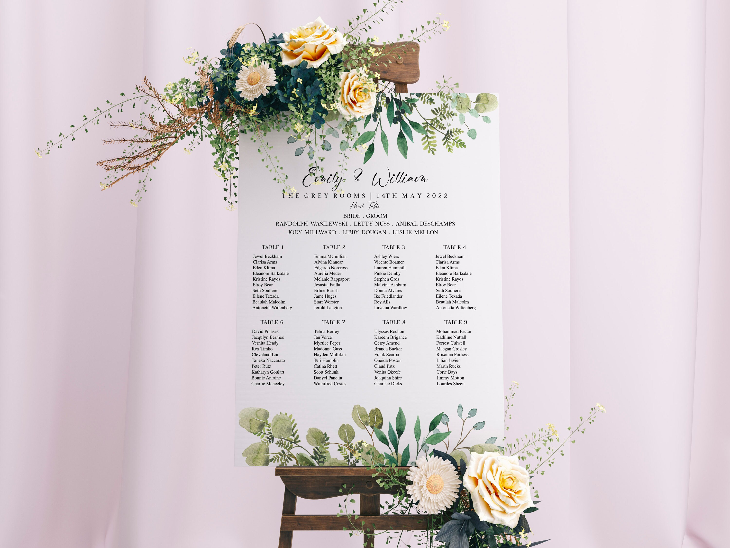 A1, A2, Wedding Seating Chart, Wedding Seating Plan, Personalised ...