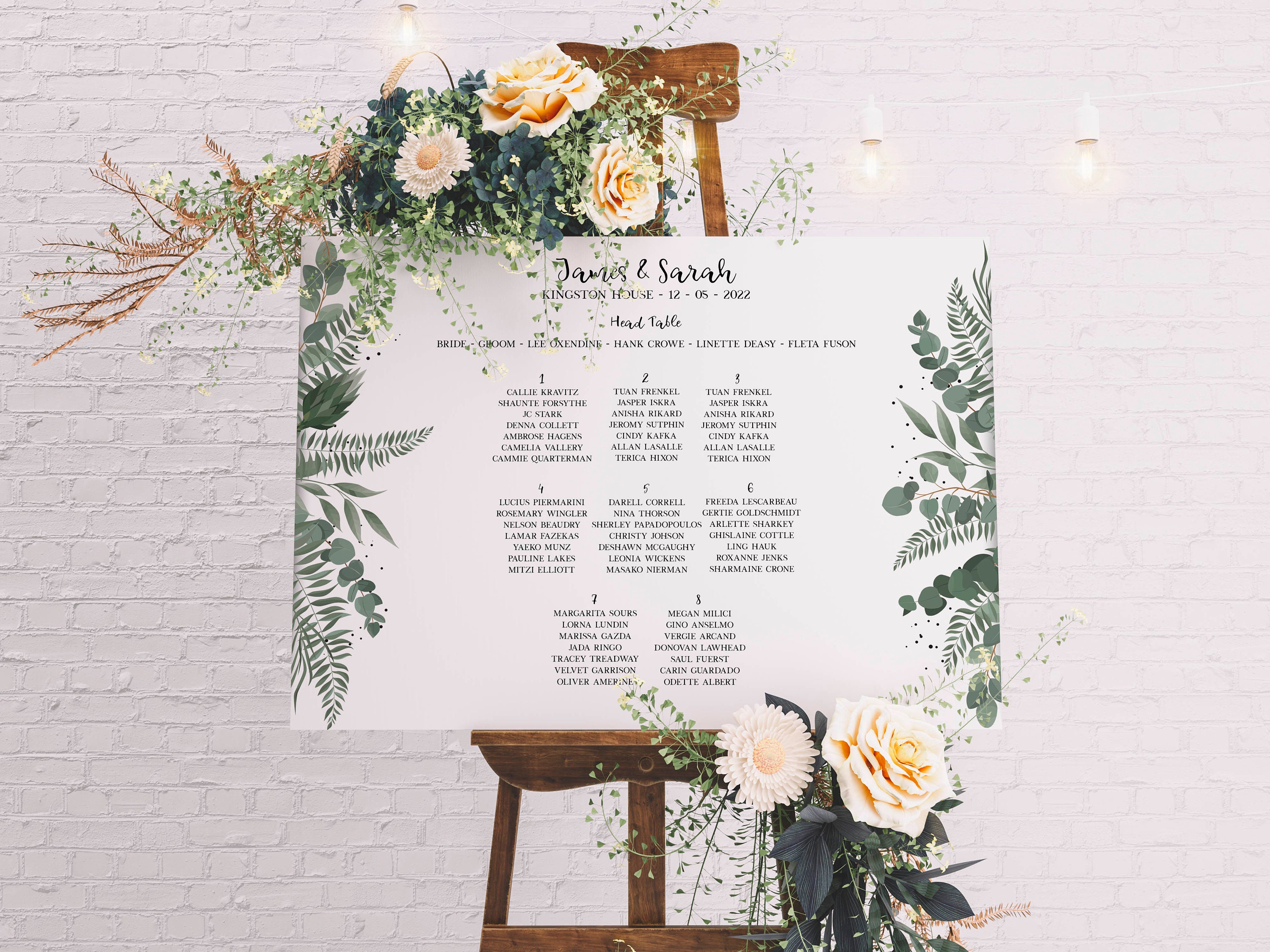 A1, A2, Wedding Seating Chart, Wedding Seating Plan, Personalised ...