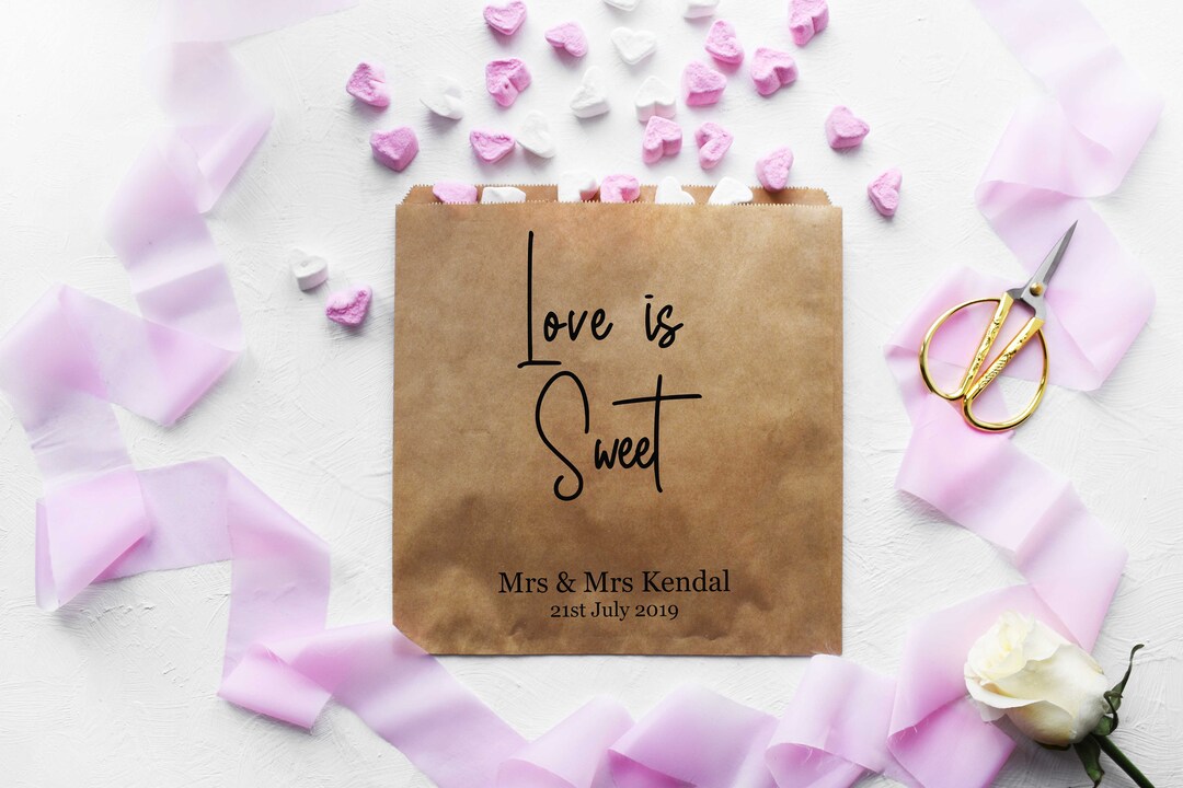 Personalised Paper Sweet Bags Treat Bags, Wedding Sweet Cart, Cake ...