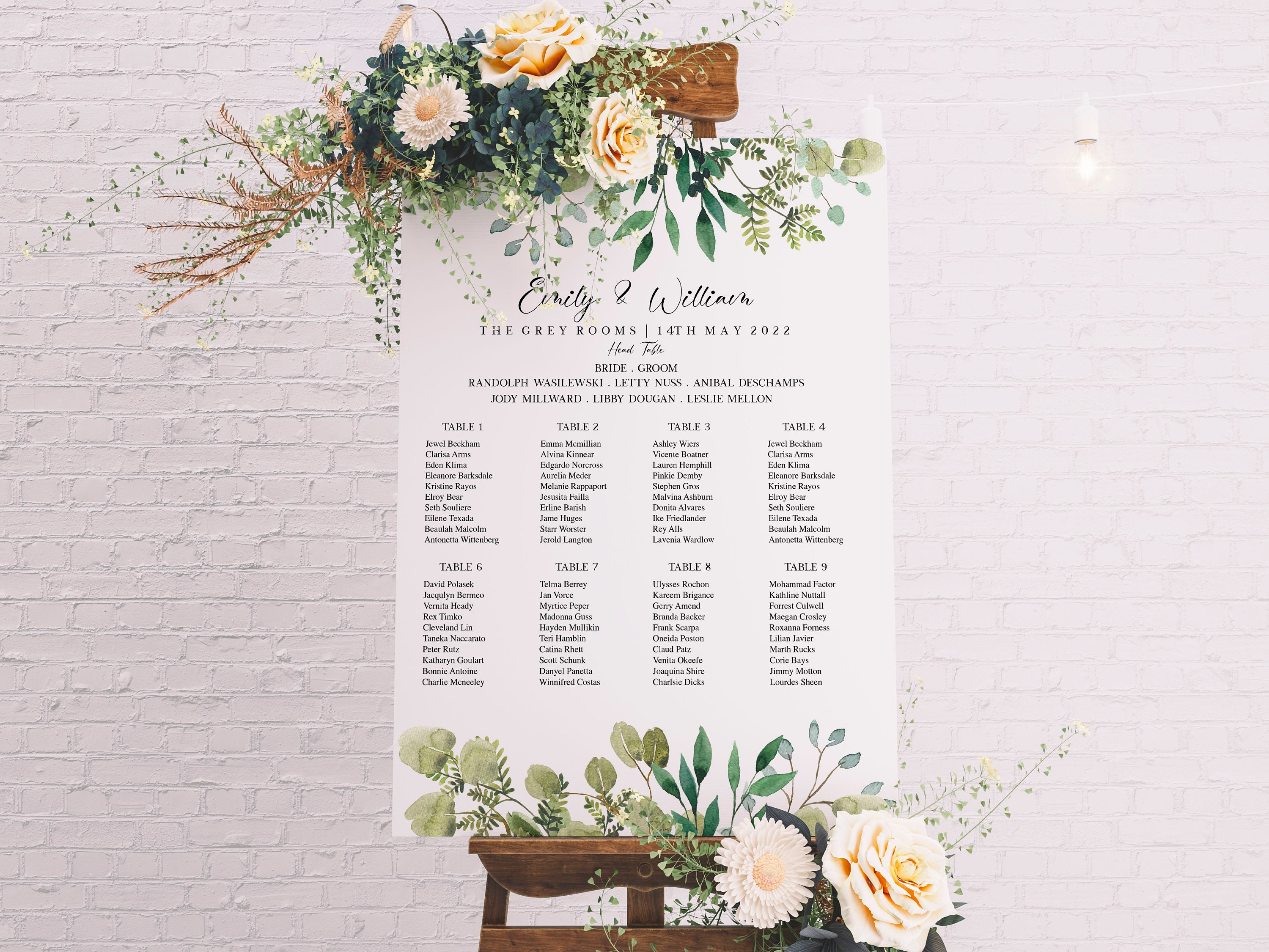 A1, A2, Wedding Seating Chart, Wedding Seating Plan, Personalised ...