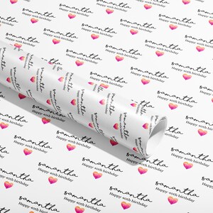 Personalised Gift Wrap, Names, Wrapping Paper, Birthday, Hearts ...