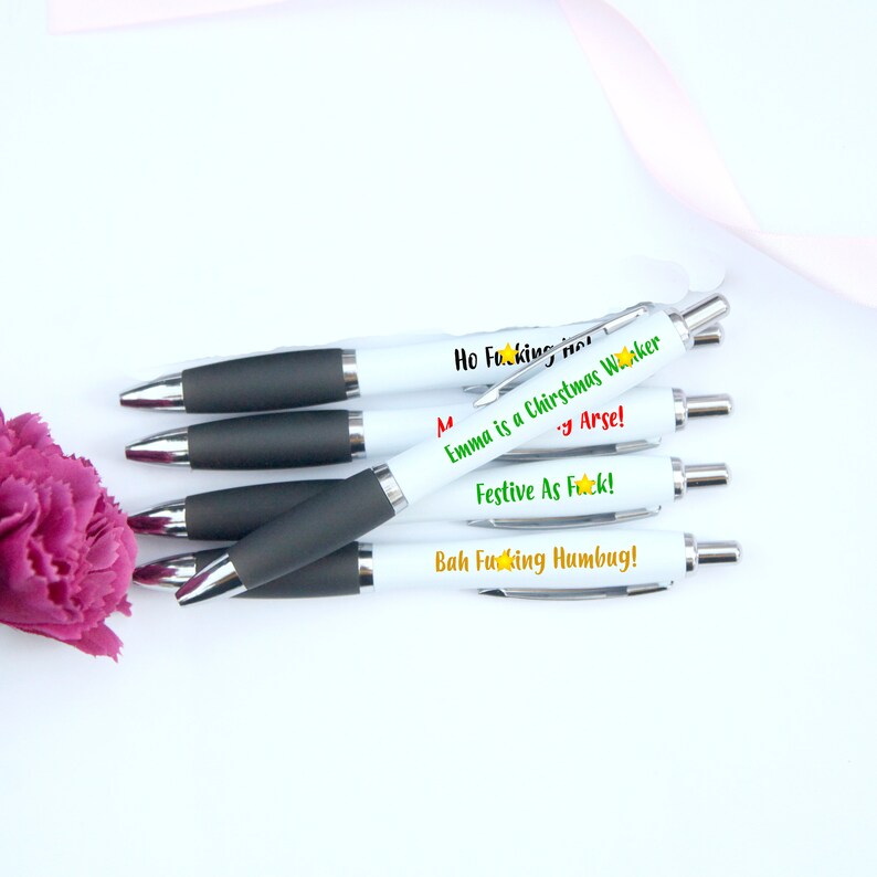 Personalised Profanity Christmas Pens Office Secret Santa | Etsy