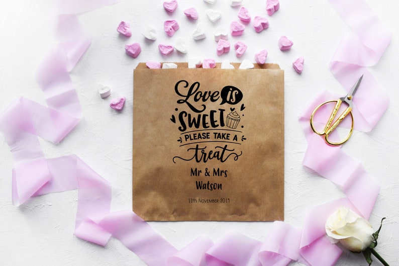 Personalised Paper Sweet Bags Treat Bags Wedding Sweet Cart - Etsy UK