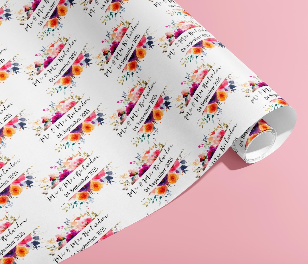 Personalised Wedding Wrapping Paper, Gift Wrap, Your Names, Birthday ...