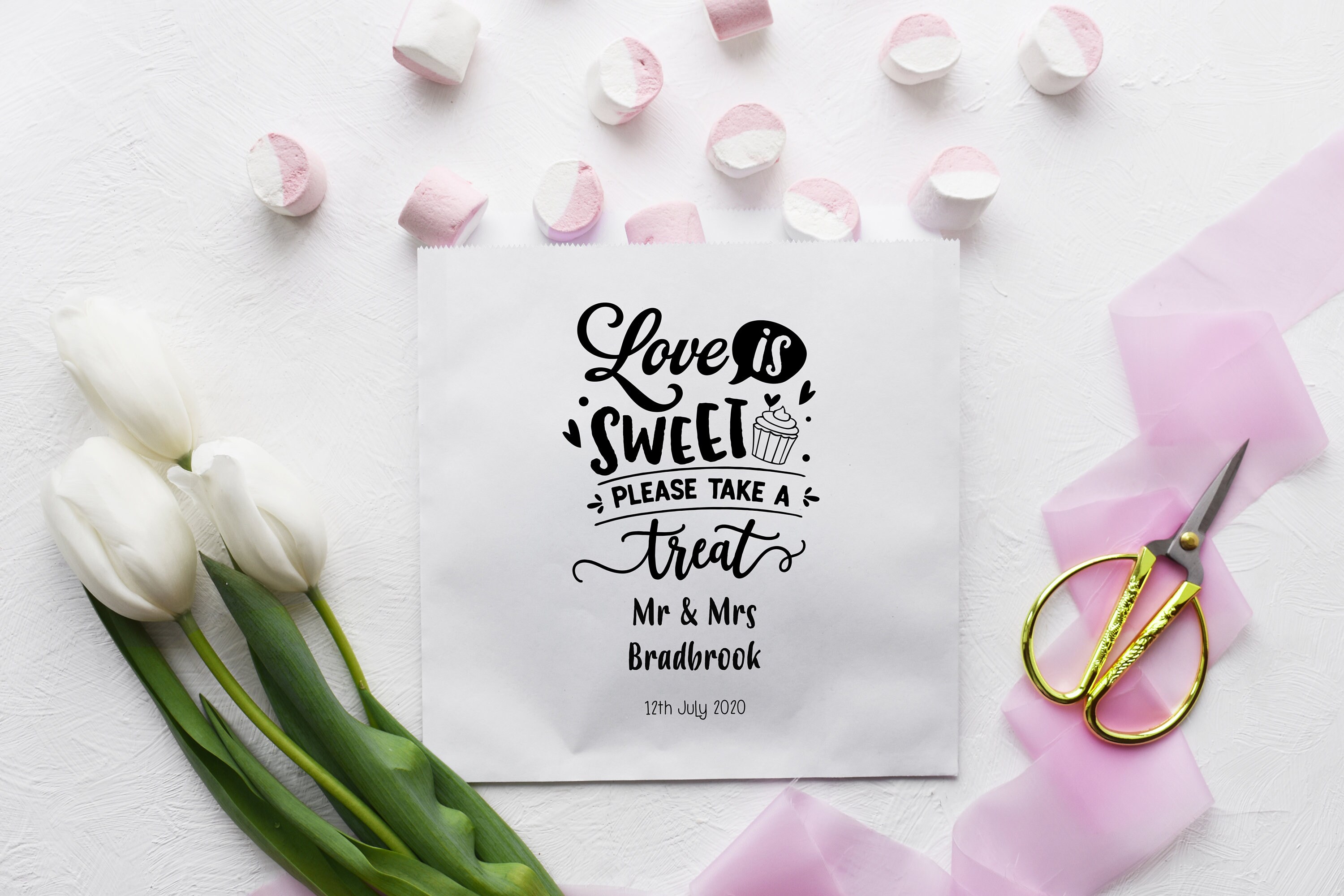 Personalised Paper Sweet Bags Treat Bags, Wedding Sweet Cart, Cake ...