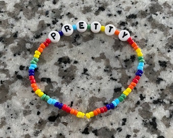 Handmade Rainbow Bead Bracelet - Etsy