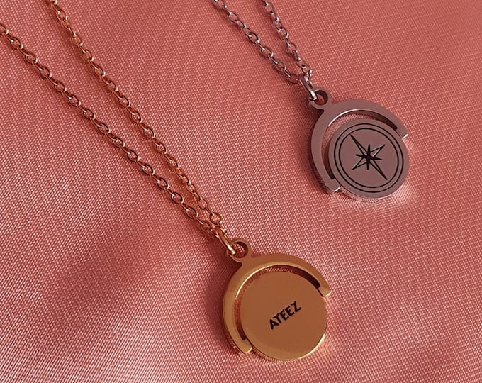 Ateez Spinning Compass Necklace - Etsy