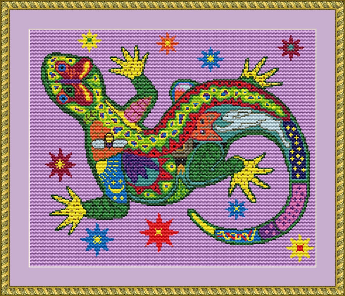 Cross Stitch Pattern Lizard PDF, Instant Download. Anti-stress ...
