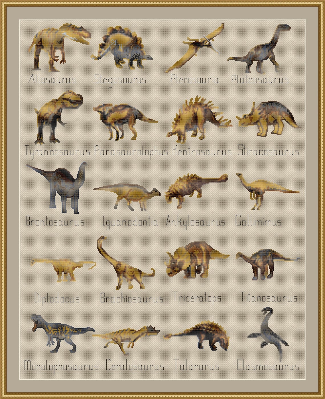 Dino Lovers X Stitch. Set of 20 Dinosaur Cross Stitch Patterns - Etsy