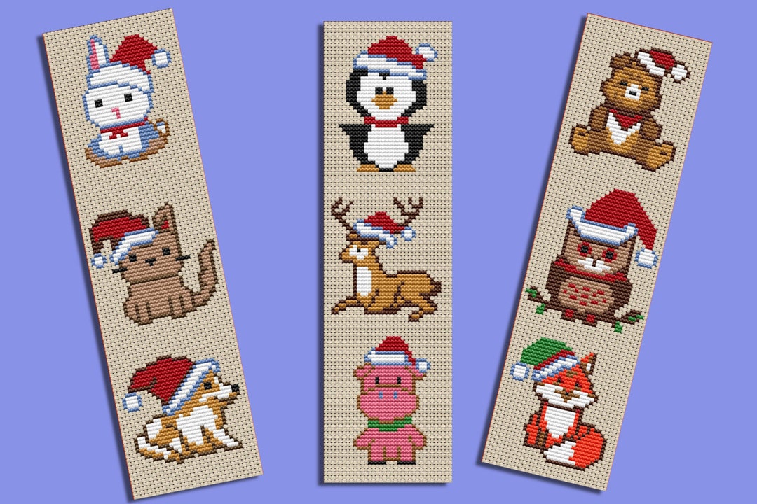 Christmas Bookmark Set Cross Stitch Pattern Download PDF Holiday ...