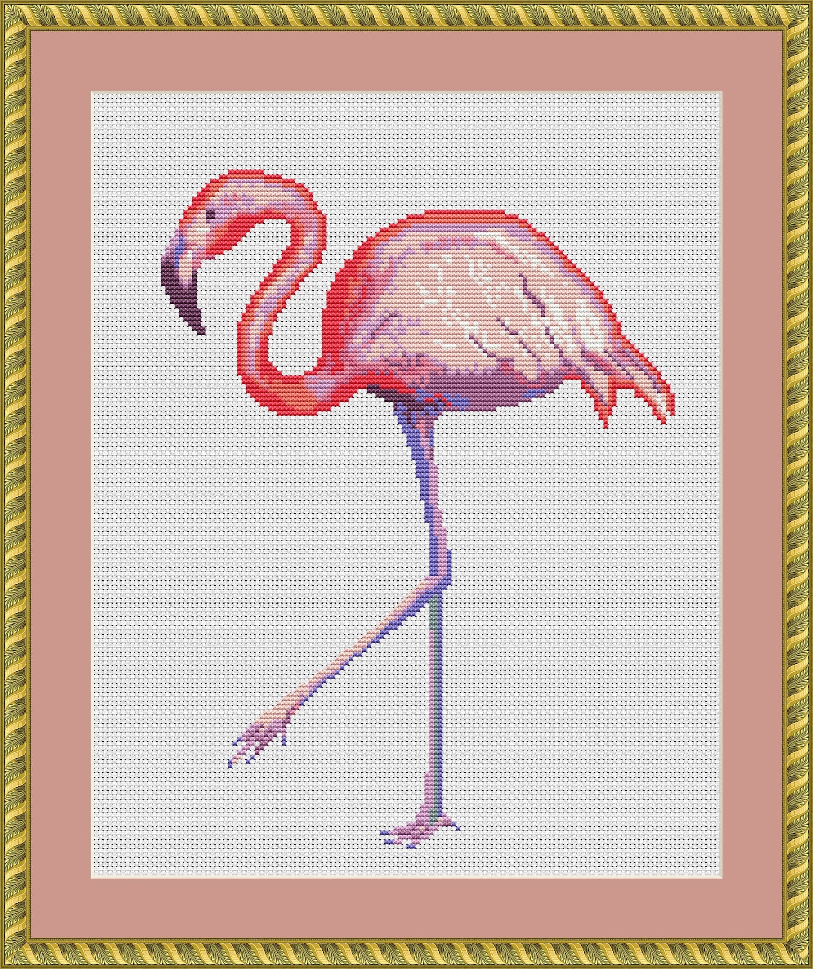 Pink Flamingo Cross Stitch Pattern PDF Counted Instant | Etsy