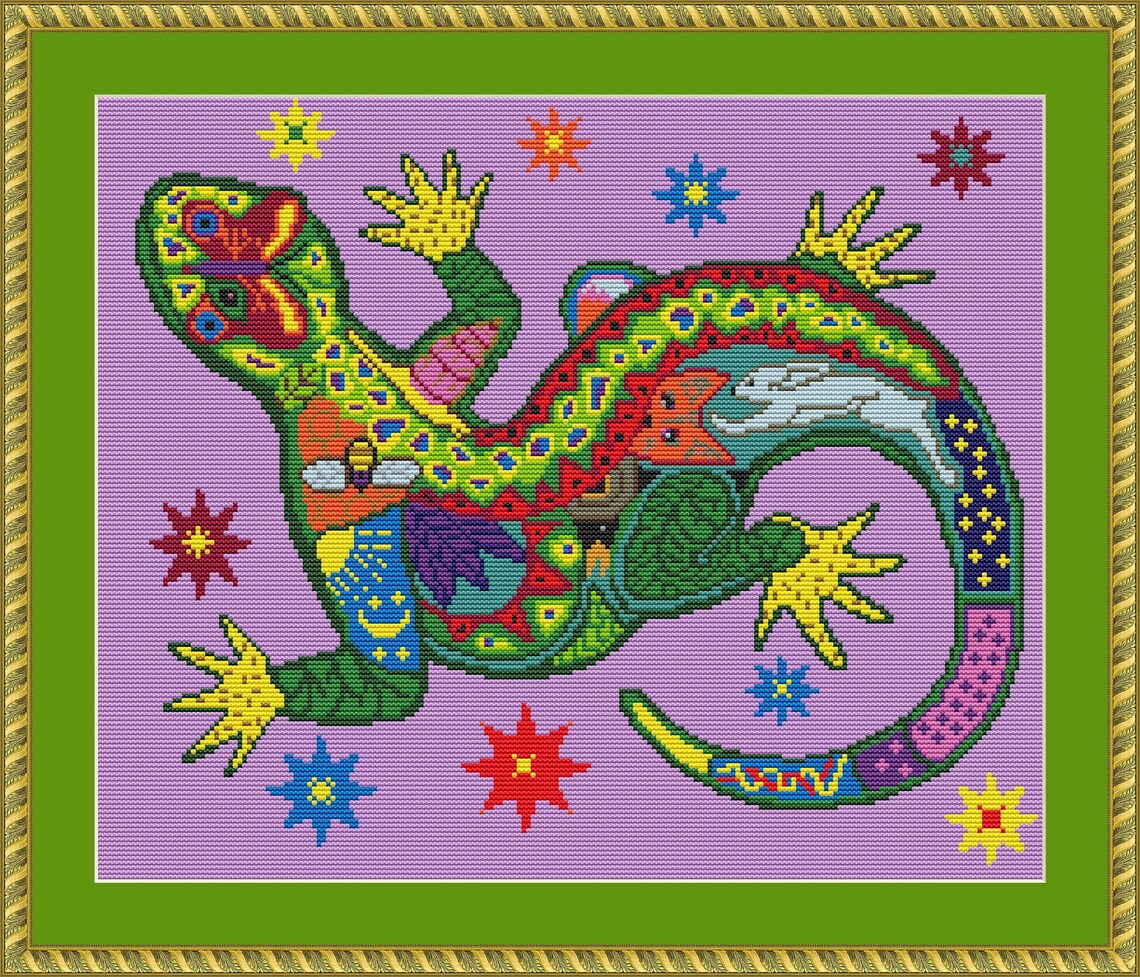 Cross stitch pattern Lizard PDF instant download. Anti-stress | Etsy