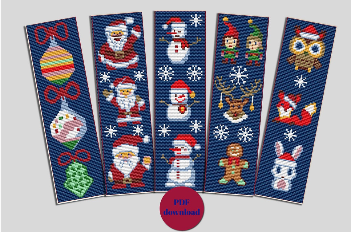 Christmas Bookmark Cross Stitch Pattern: Holiday Embroidery (PDF ...