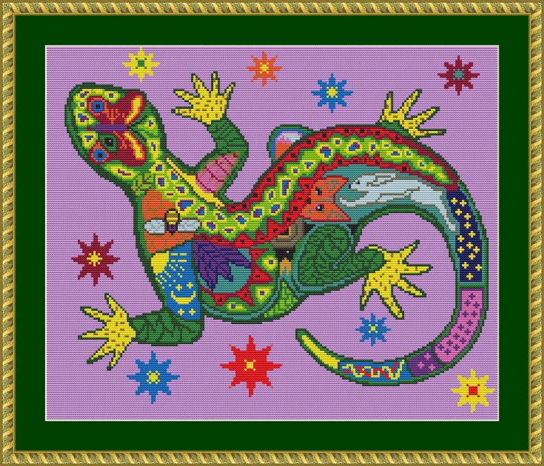 Cross Stitch Pattern Lizard PDF, Instant Download. Anti-stress Embroidery - Etsy