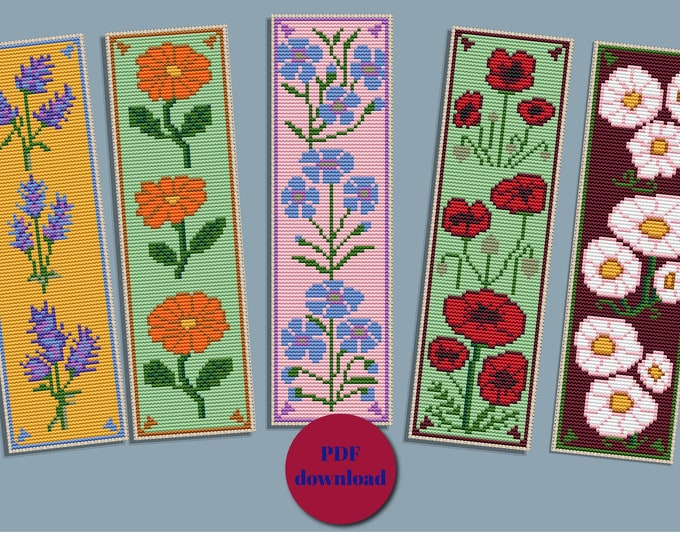 Cherry Blossom Corner Bookmark Cross Stitch Pattern PDF Download Spring ...