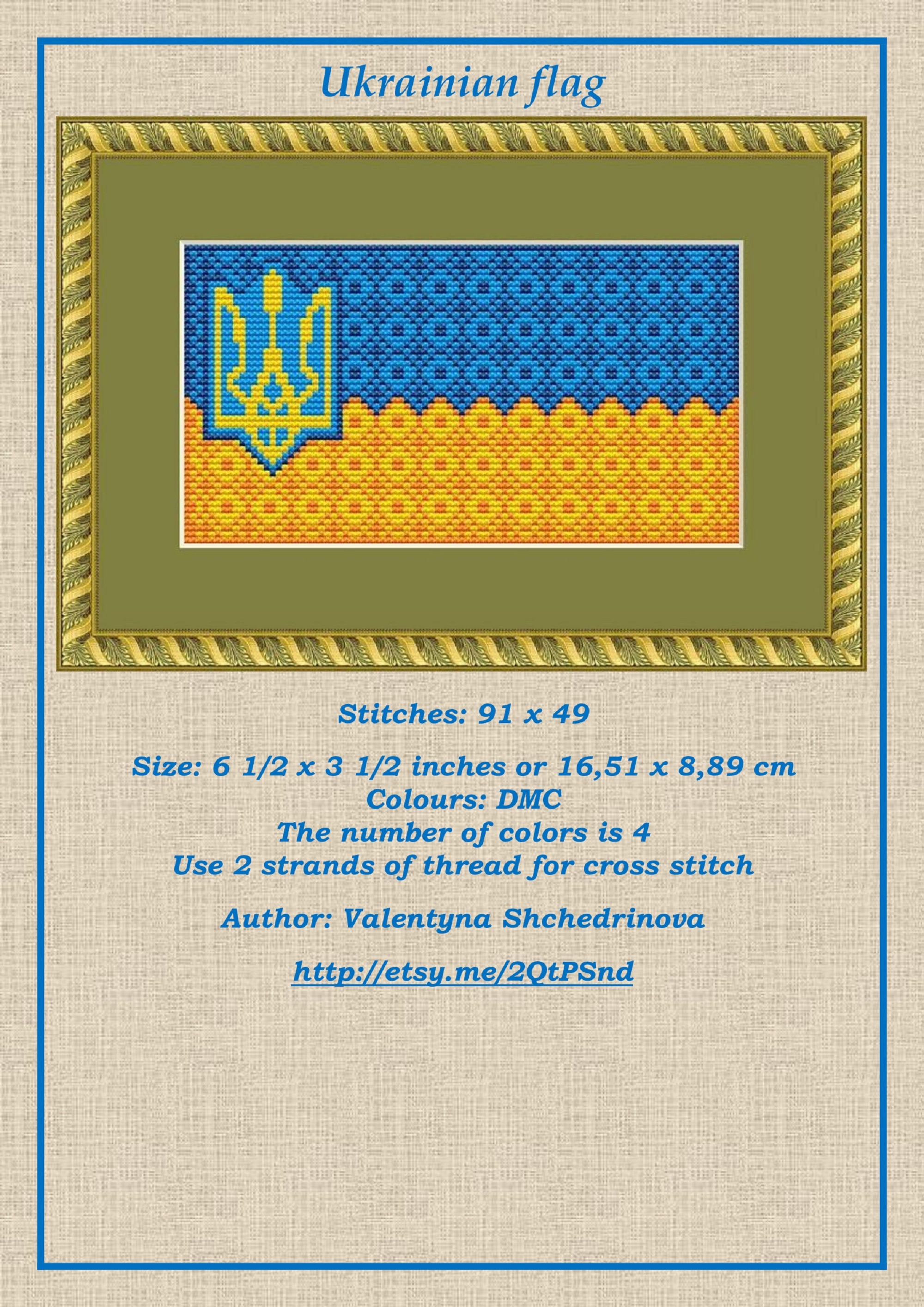 Cross Stitch Pattern Ukrainian Flag. Pray for Ukraine. No War in ...