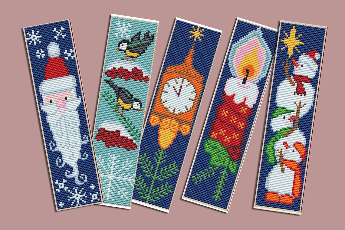 Christmas Bookmark Set Cross Stitch Pattern Download PDF Holiday ...