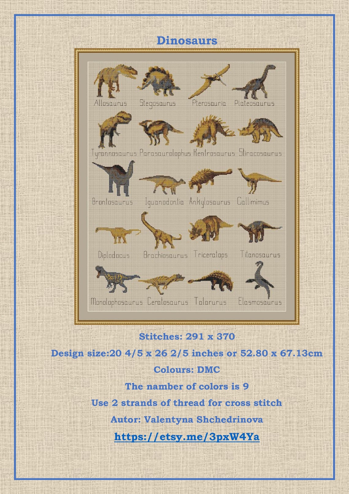 Dino Lovers X Stitch. Set of 20 Dinosaur Cross Stitch Patterns - Etsy