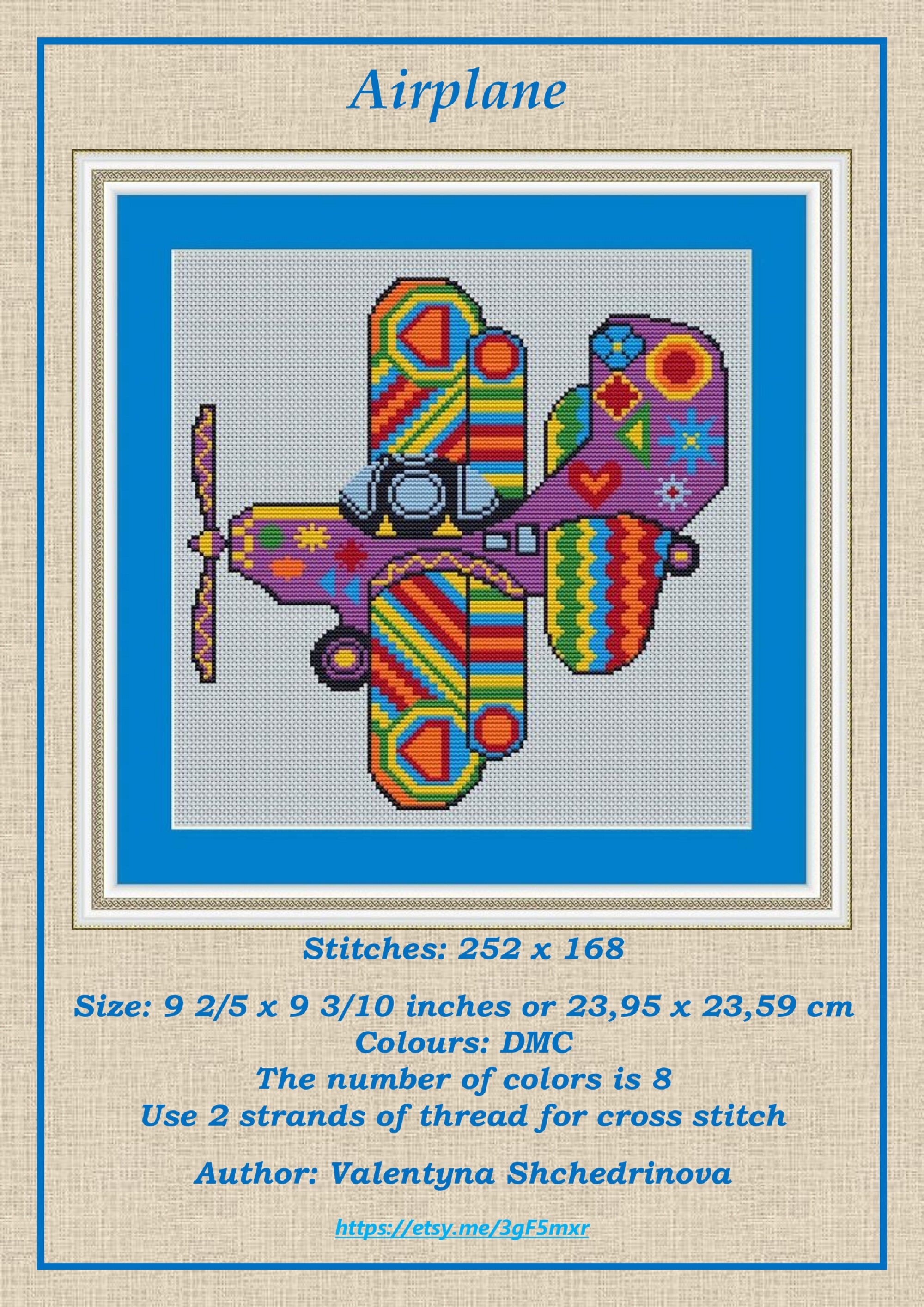 Cross Stitch Pattern Airplane PDF Instant Download. Anti-stress ...